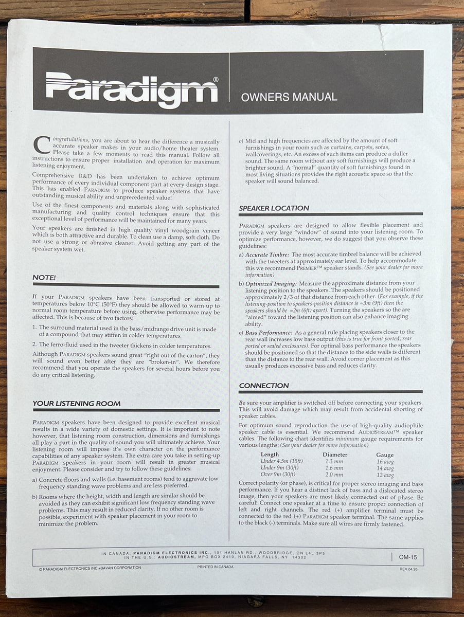 Speaker Owner / User Manual *Original* – Vintage Audio Store - Vintage ...