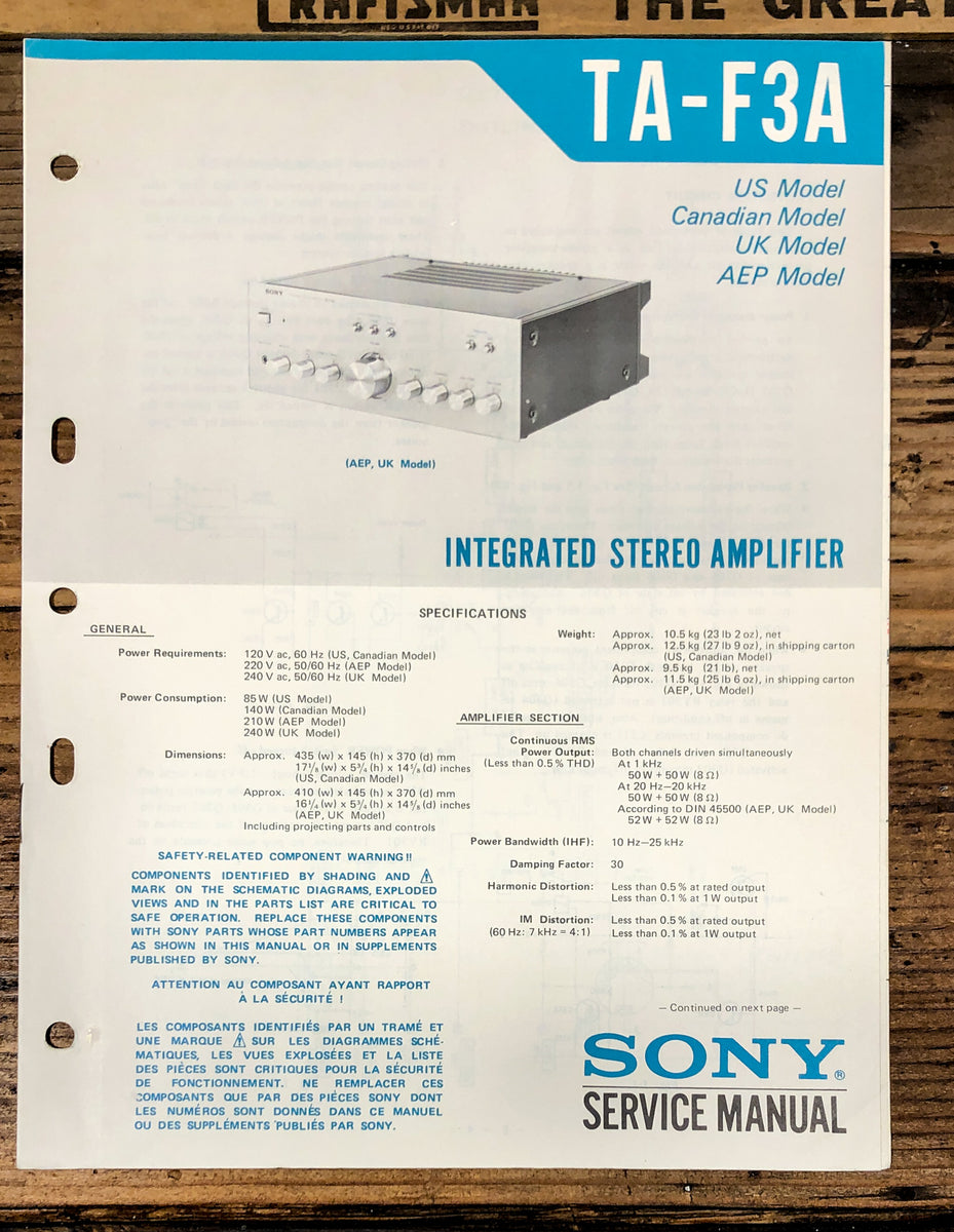 Amplifier Service Manual *Original* – Vintage Audio Store - Vintage ...