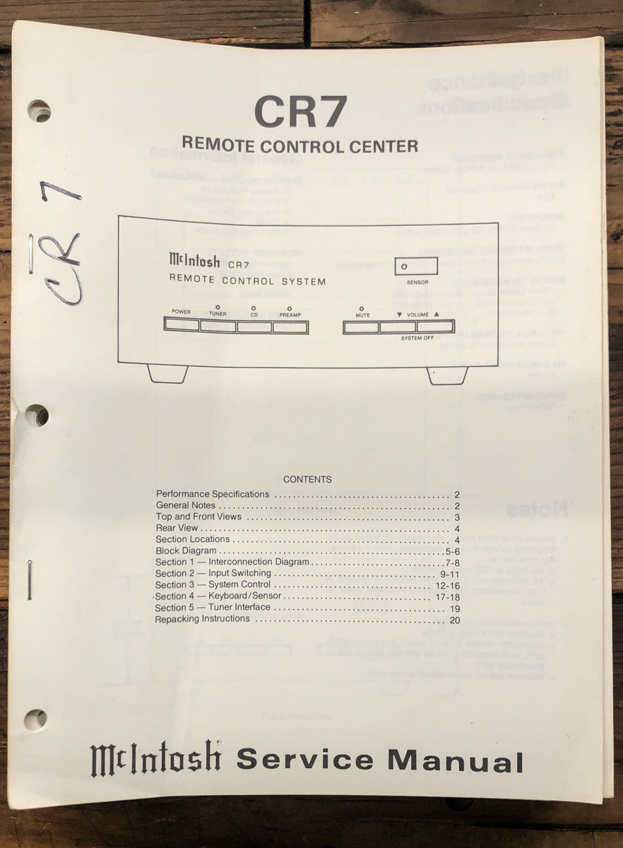 Remote Control Center Service Manual *Original* – Vintage Audio Store ...