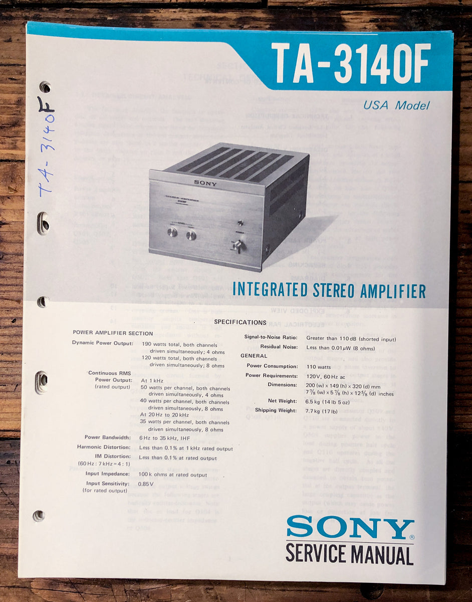 Amplifier Service Manual *Original* – Vintage Audio Store - Vintage ...
