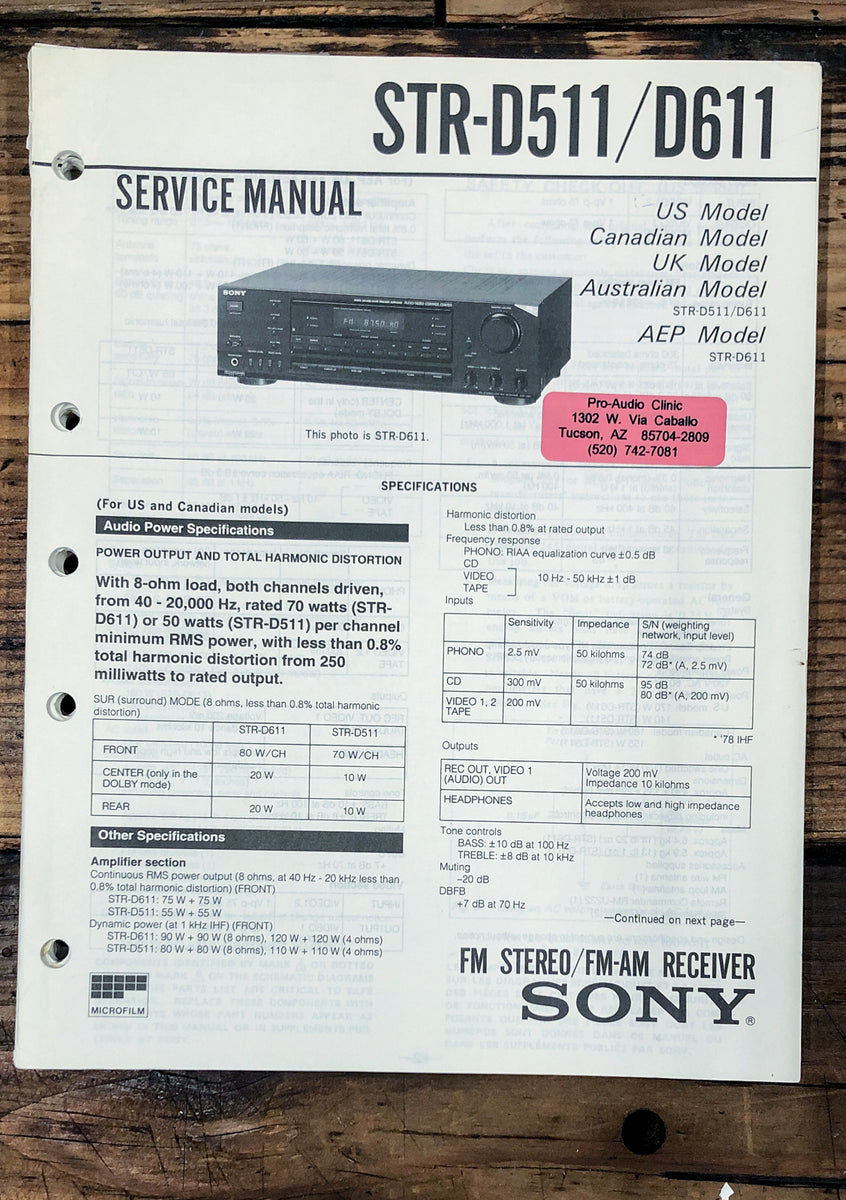 Receiver Service Manual *Original* – Vintage Audio Store - Vintage ...