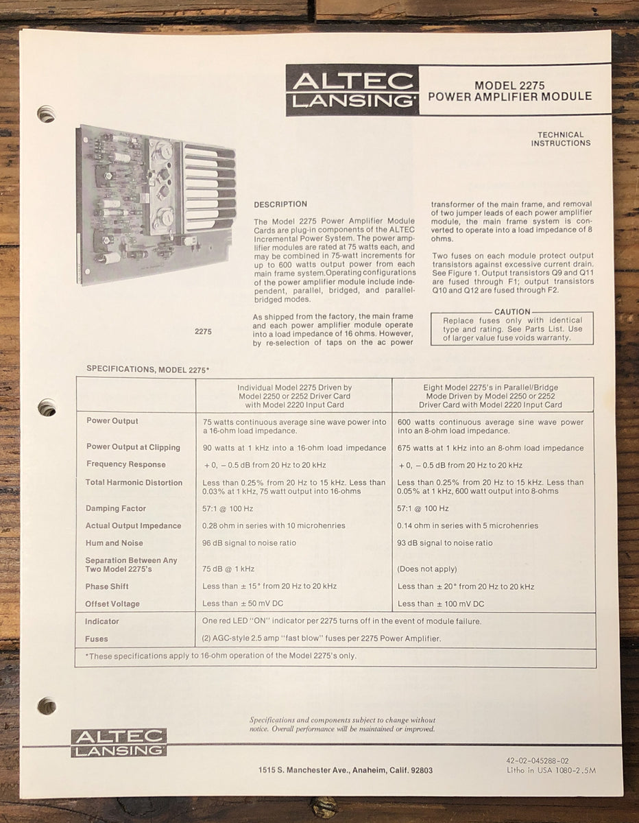 Amplifier Owner / User Manual *Original* – Vintage Audio Store ...