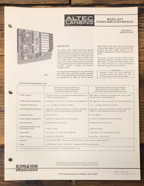 Amplifier Owner / User Manual *Original* – Vintage Audio Store ...