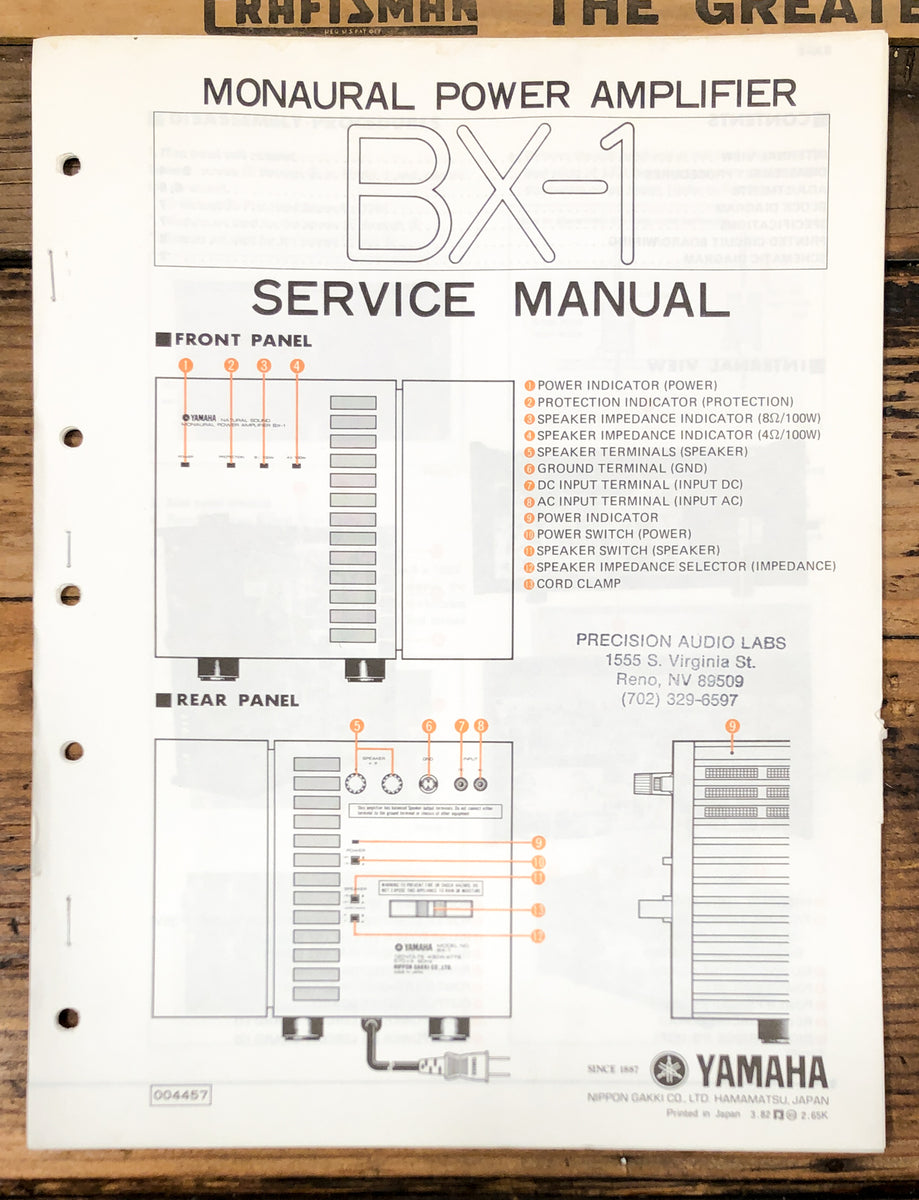 Amplifier Service Manual *Original* – Vintage Audio Store - Vintage ...
