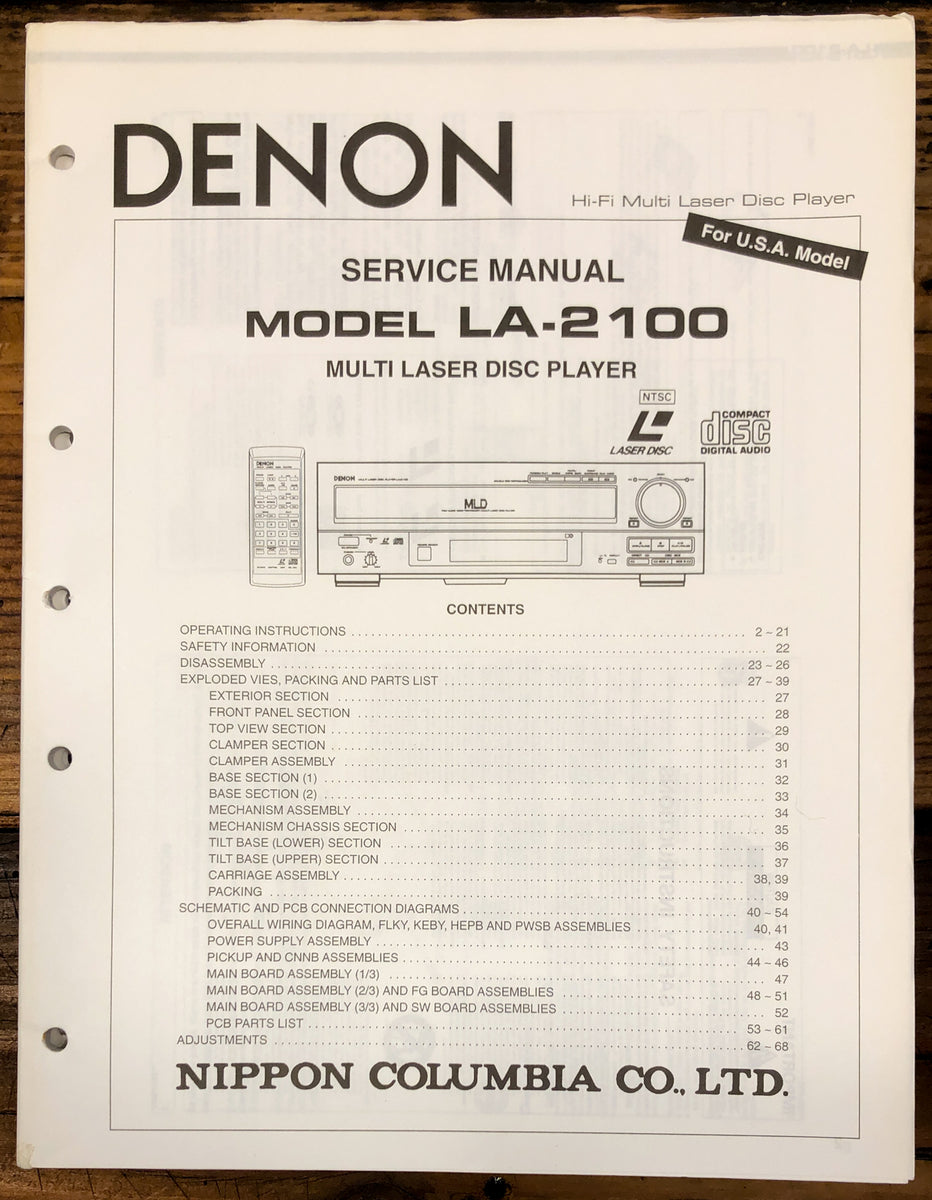 Laserdisc LD Player Service Manual *Original* – Vintage Audio Store ...