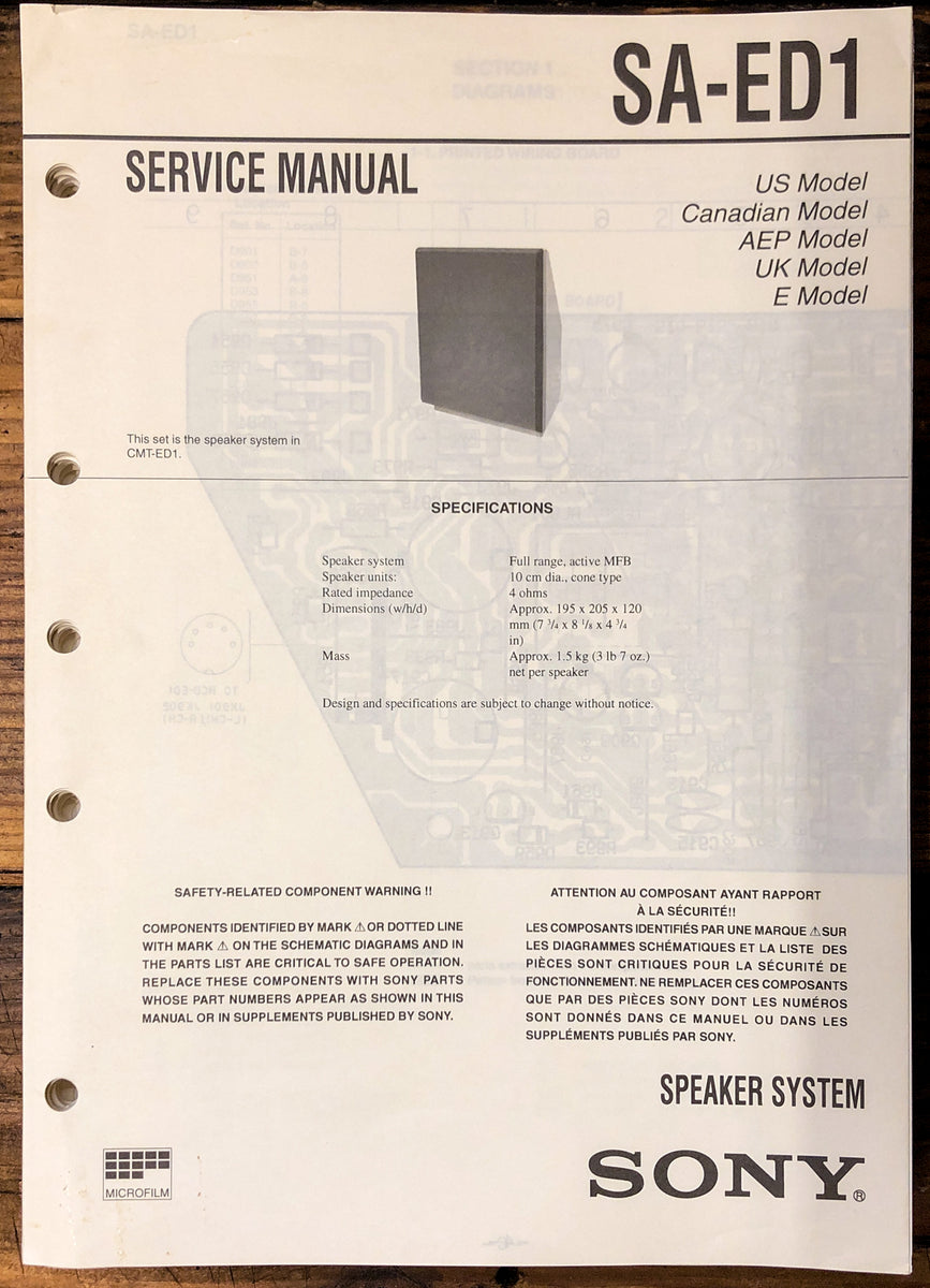 Speaker Service Manual *Original* – Vintage Audio Store - Vintage ...