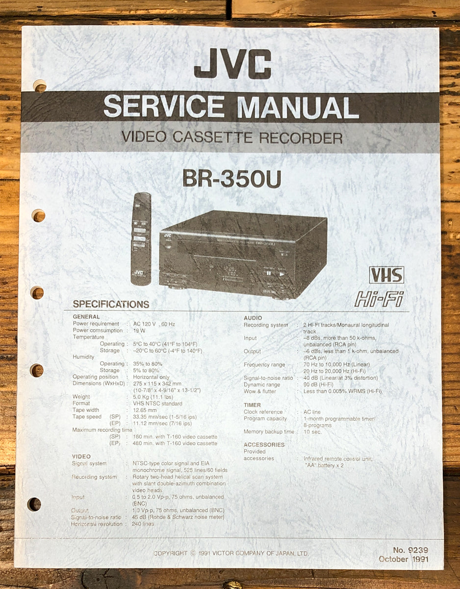 VCR Service Manual – Vintage Audio Store - Vintage Service Manuals ...