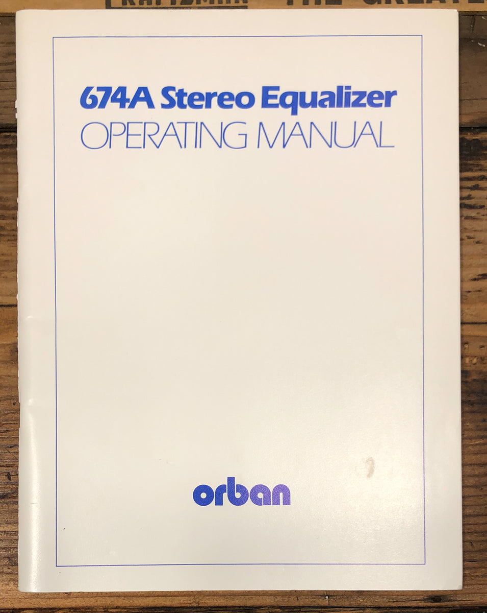 Equalizer Owners / User Manual – Vintage Audio Store - Vintage Service ...