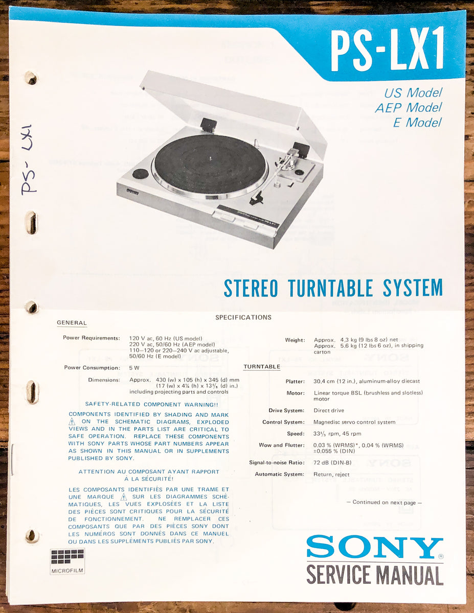 Record Player / Turntable Service Manual *Original* – Vintage Audio ...
