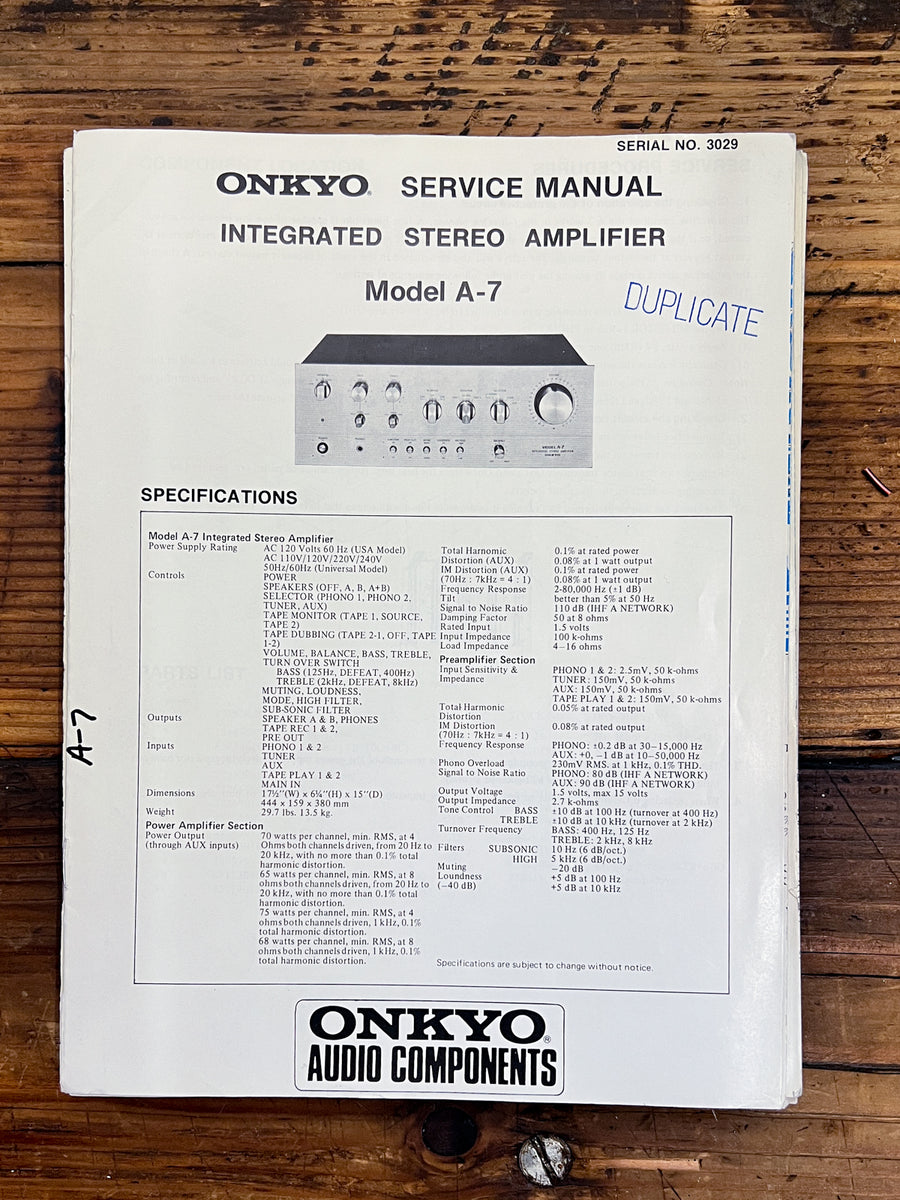 Turntable / Record Player Service Manual *Original* – Vintage Audio ...
