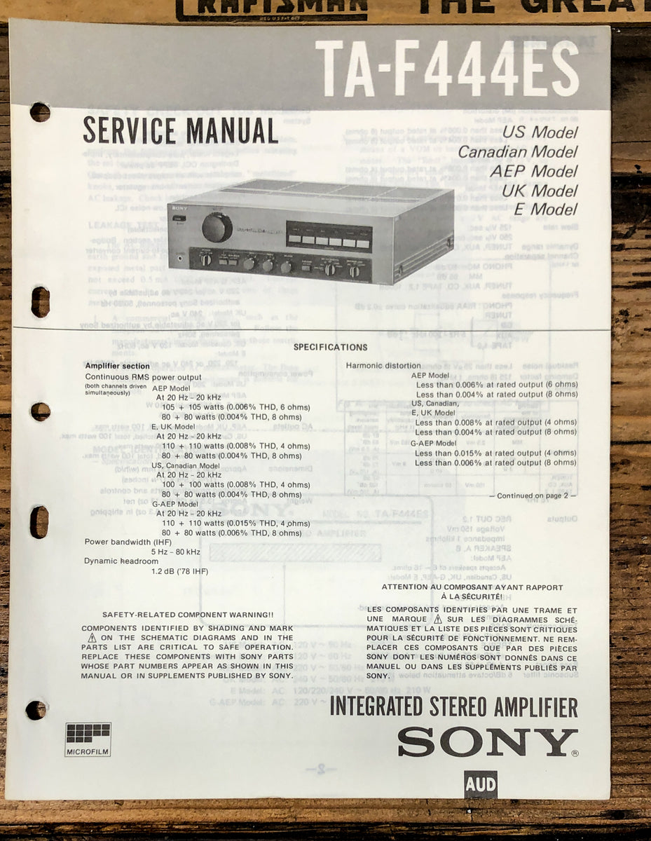 Amplifier Service Manual *Original* – Vintage Audio Store - Vintage ...