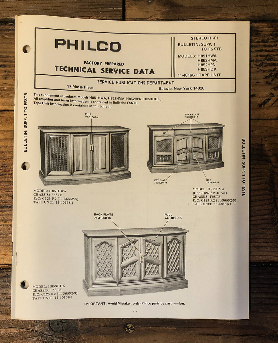 Console Stereo Service Manual *Original* – Vintage Audio Store ...