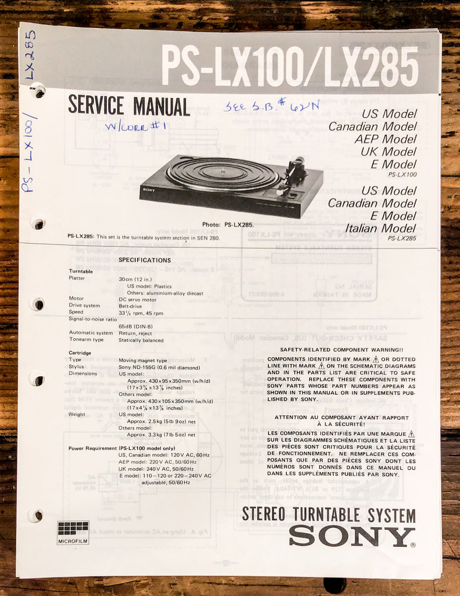 Record Player / Turntable Service Manual *Original* – Vintage Audio ...