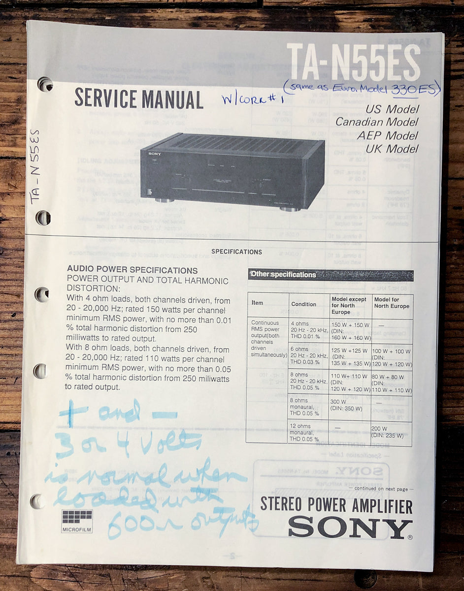 Amplifier Service Manual *Original* – Vintage Audio Store - Vintage ...