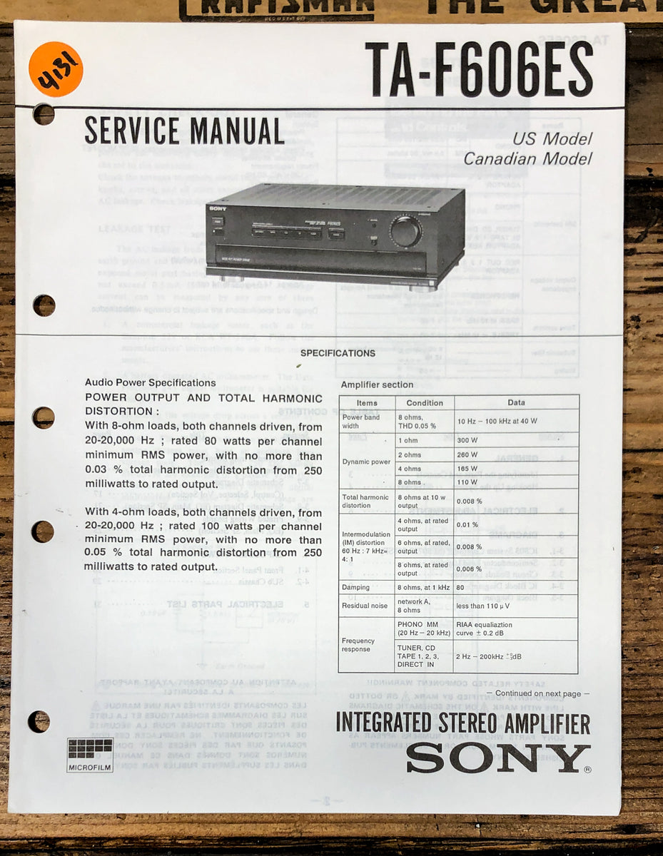 Service Manual *Original* – Vintage Audio Store - Vintage Service Manuals, Stereo Brochures and ...