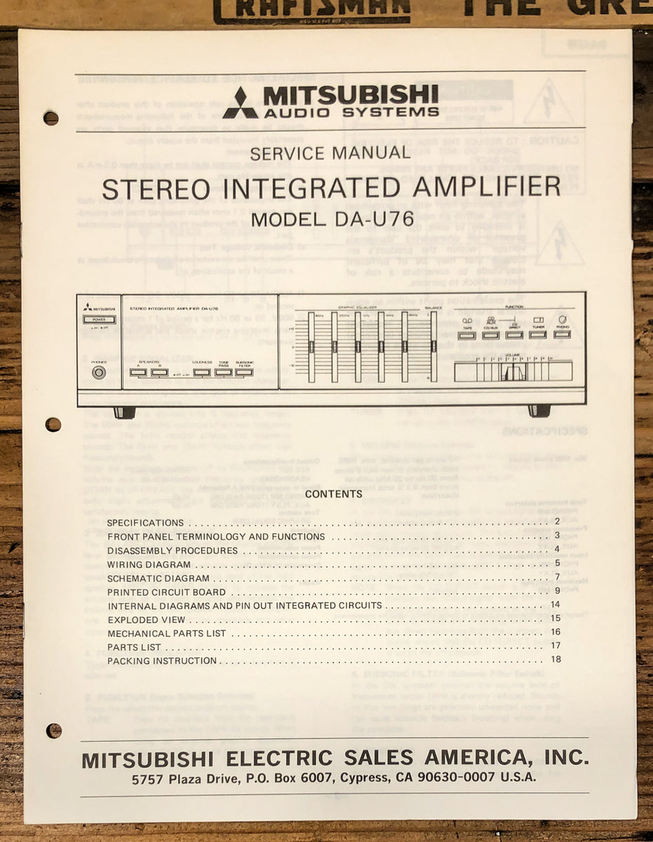 Amplifier Service Manual *Original* – Vintage Audio Store - Vintage ...