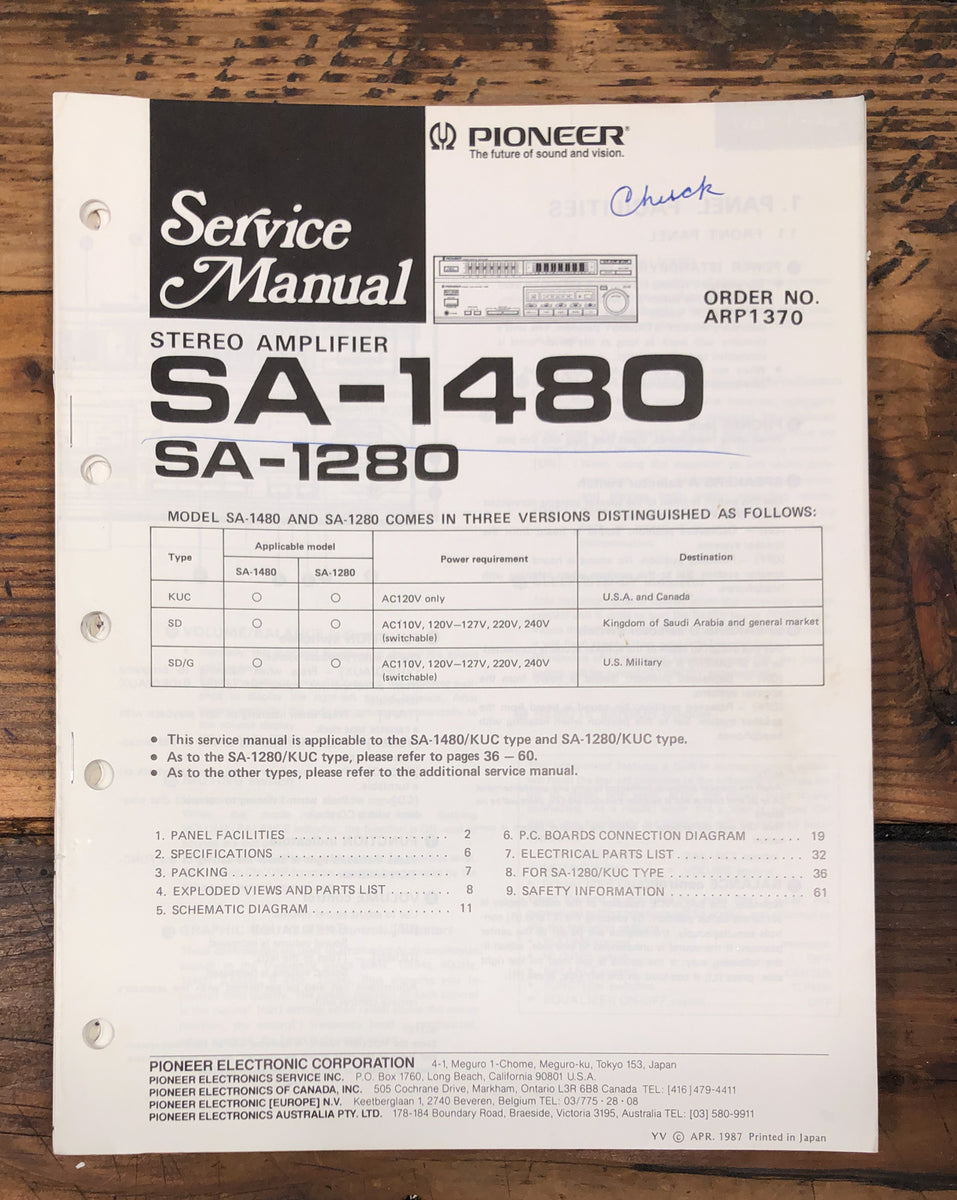 Amplifier Service Manual *Original* – Vintage Audio Store - Vintage ...