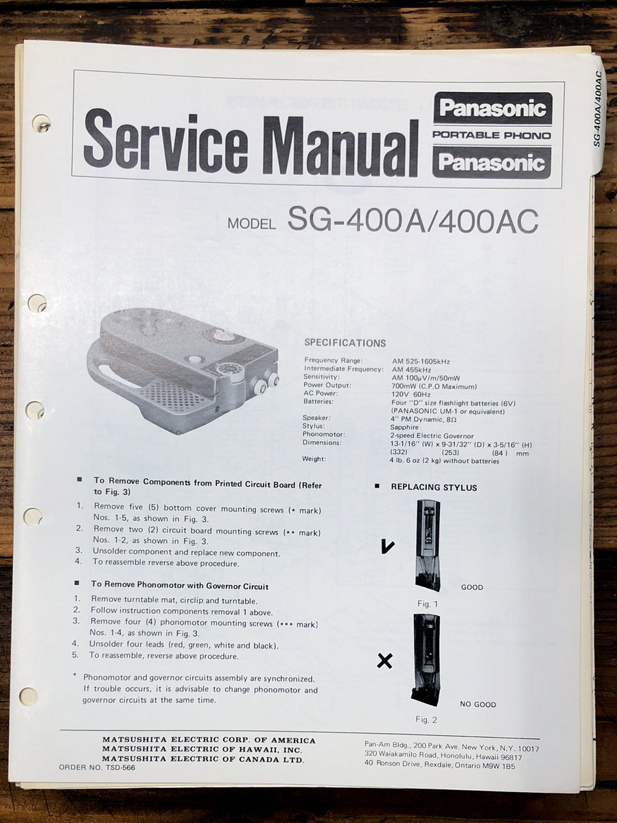 Record Player / Turntable Service Manual *Original* – Vintage Audio ...
