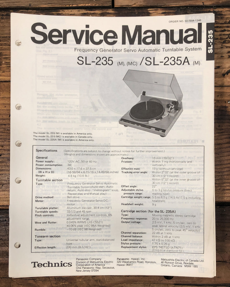 Turntable Service Manual *Original* – Vintage Audio Store - Vintage ...