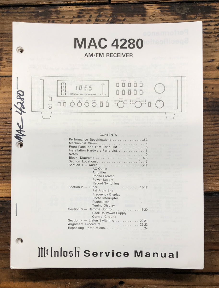 Amplifier Service Manual *Original* – Vintage Audio Store - Vintage ...