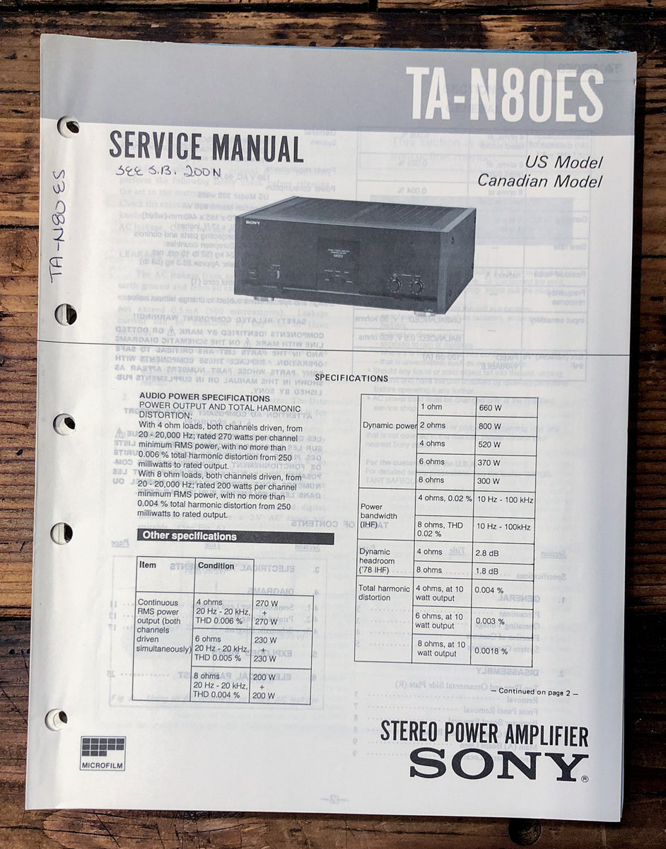 Amplifier Service Manual *Original* – Vintage Audio Store - Vintage ...
