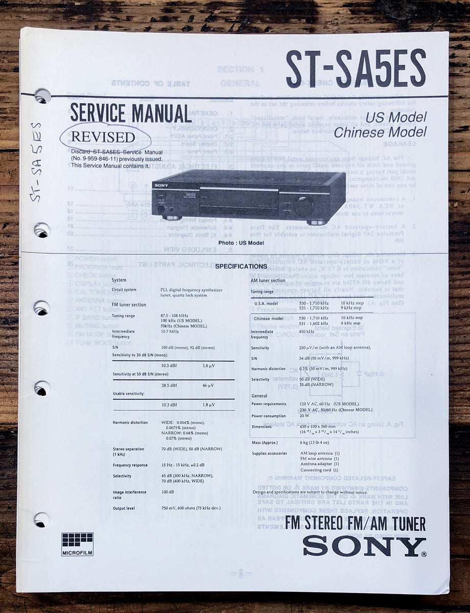 Tuner Service Manual *Original* – Vintage Audio Store - Vintage Service ...