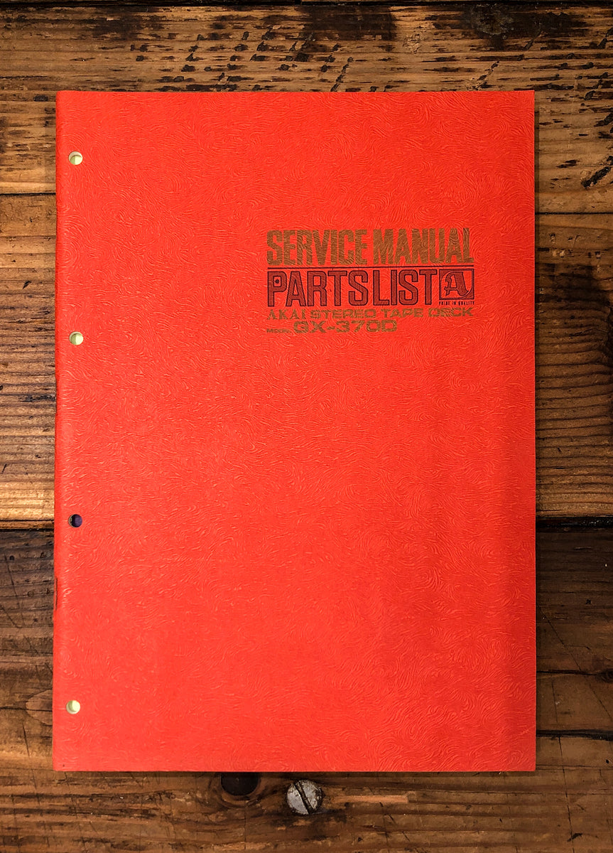 Reel to Reel Service Manual *Original* – Vintage Audio Store - Vintage ...