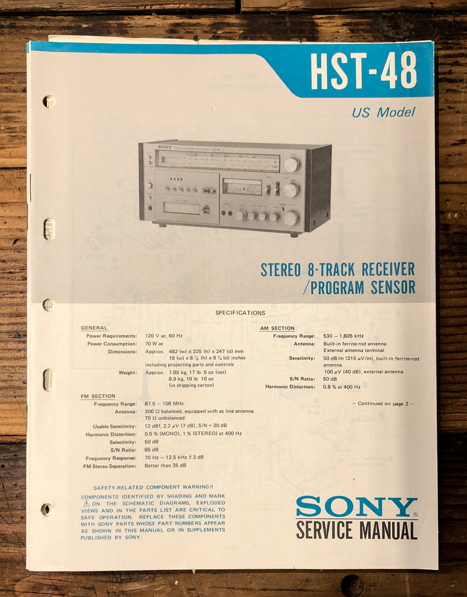 Stereo Service Manual *Original* – Vintage Audio Store - Vintage Service Manuals, Stereo ...
