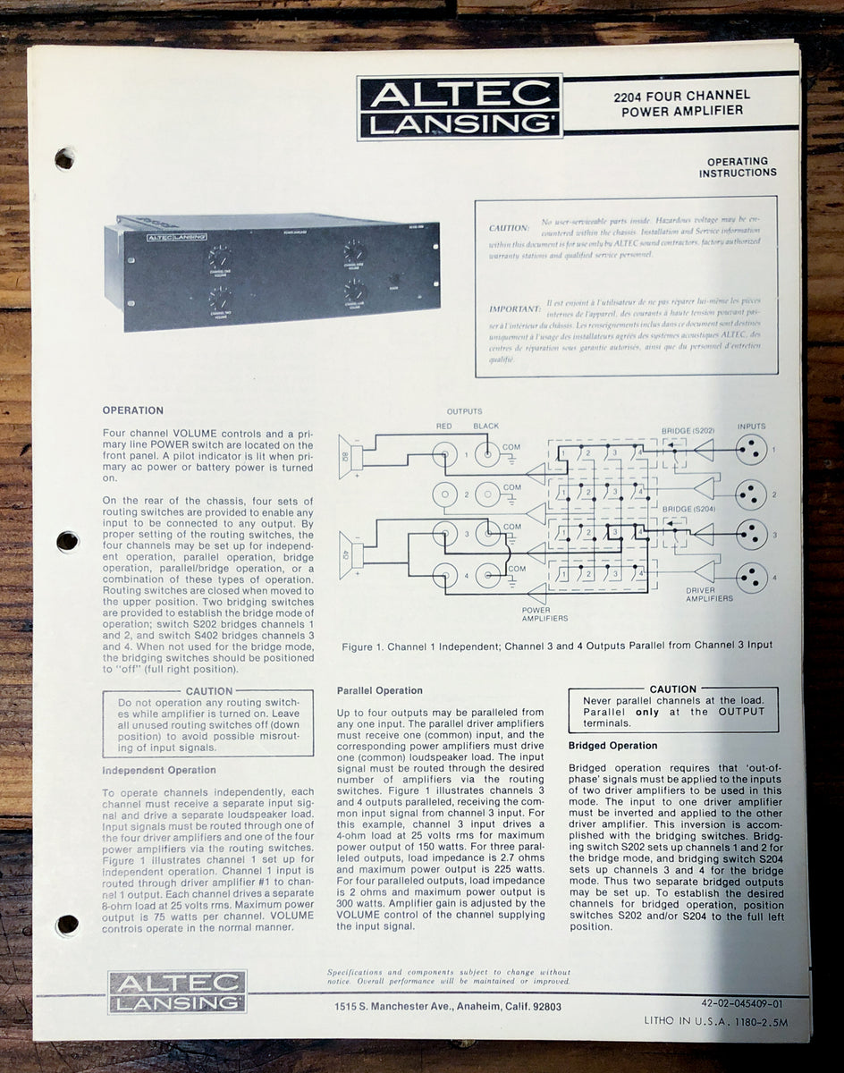 Amplifier Owners Manual & Schematic *Orig* – Vintage Audio Store ...