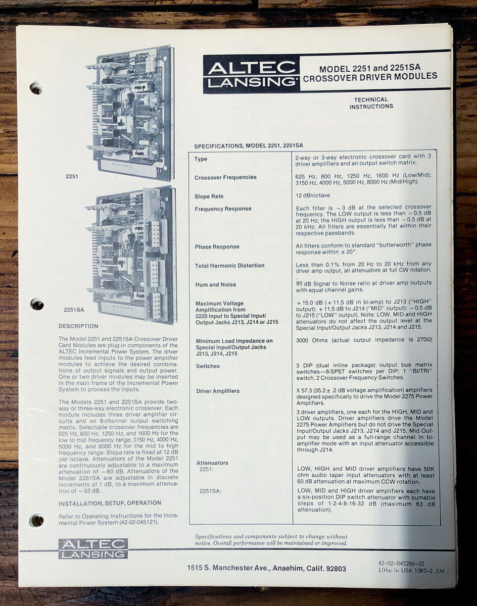 Amplifier Owners Manual & Schematic *Orig* – Vintage Audio Store - Vintage Service Manuals ...