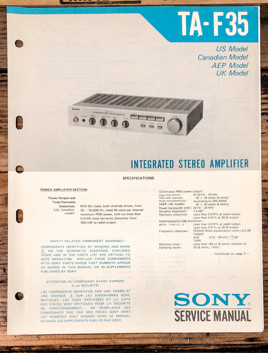 Amplifier Service Manual *Original* – Vintage Audio Store - Vintage ...