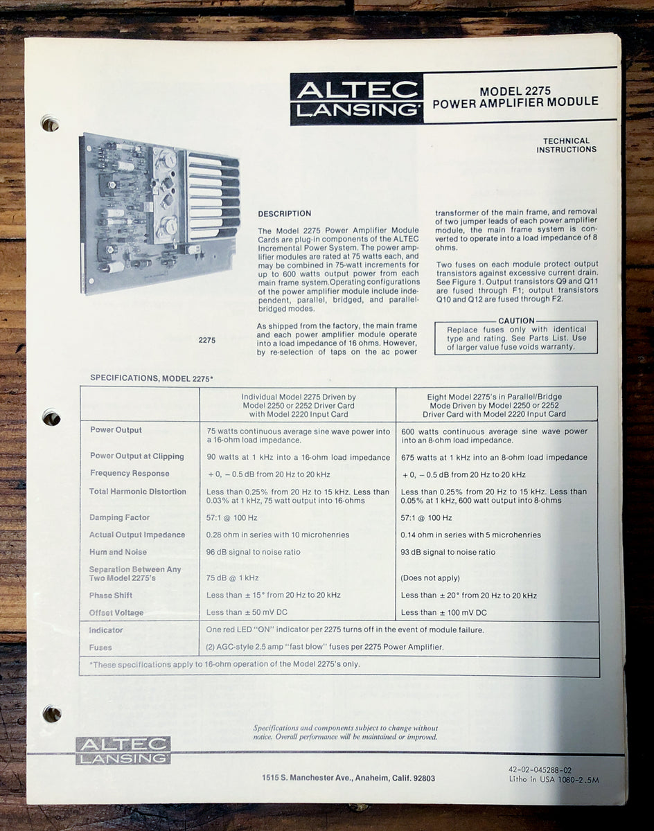 Amplifier Owners Manual & Schematic *Orig* – Vintage Audio Store - Vintage Service Manuals ...