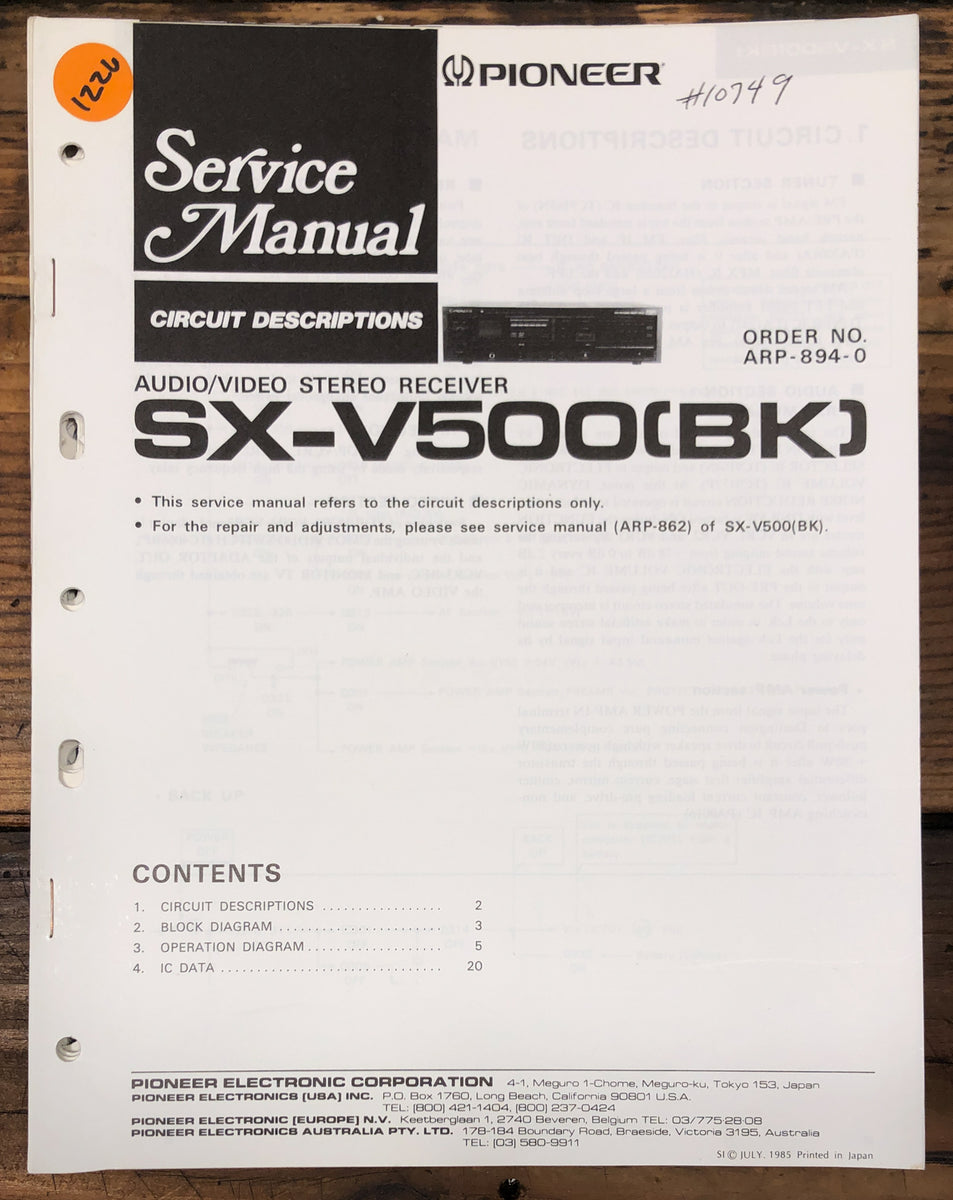 Receiver Service Manual *Original* – Vintage Audio Store - Vintage ...