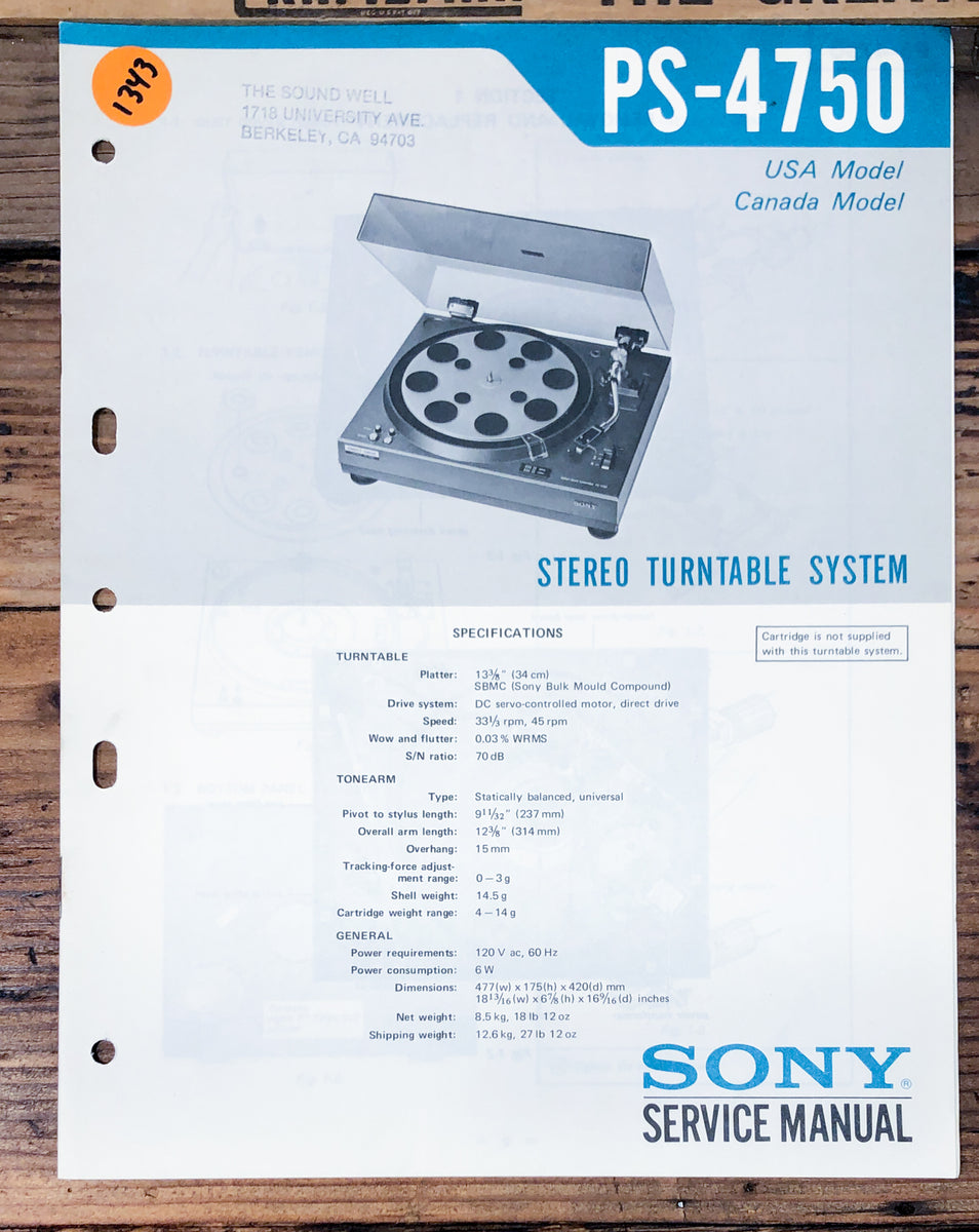 Record Player / Turntable Service Manual *Original* – Vintage Audio ...