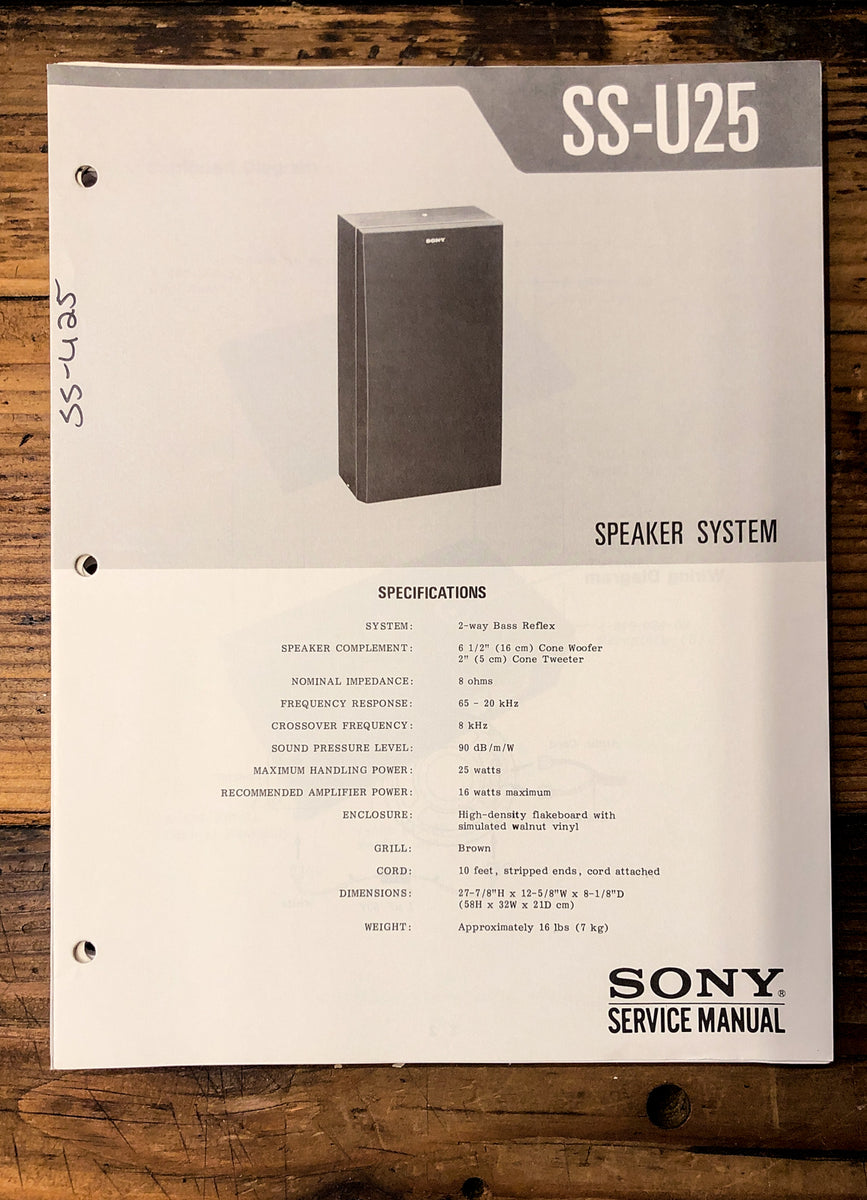 Speaker Service Manual *Original* – Vintage Audio Store - Vintage ...
