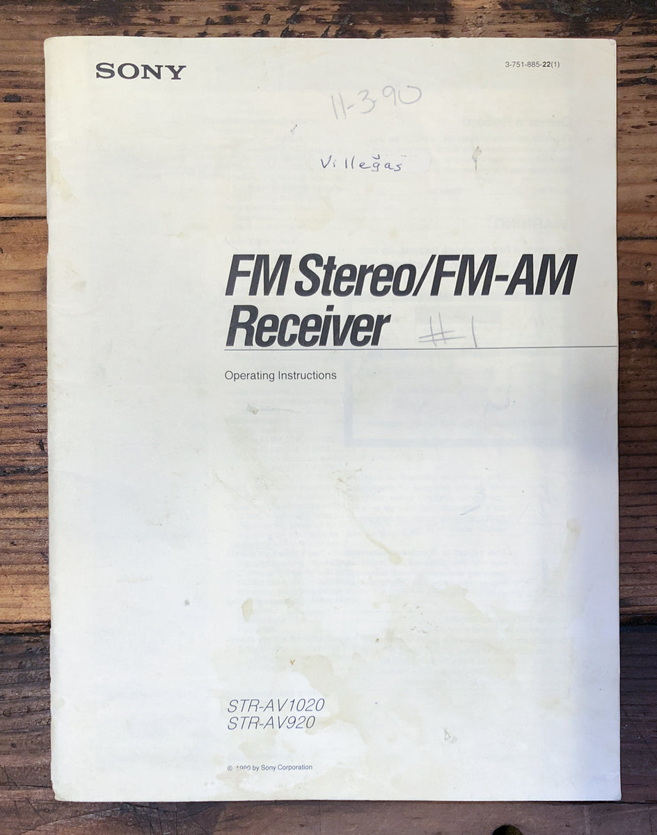 Sony Str Av1020 Str Av920 Cd Player Owner User Manual Original