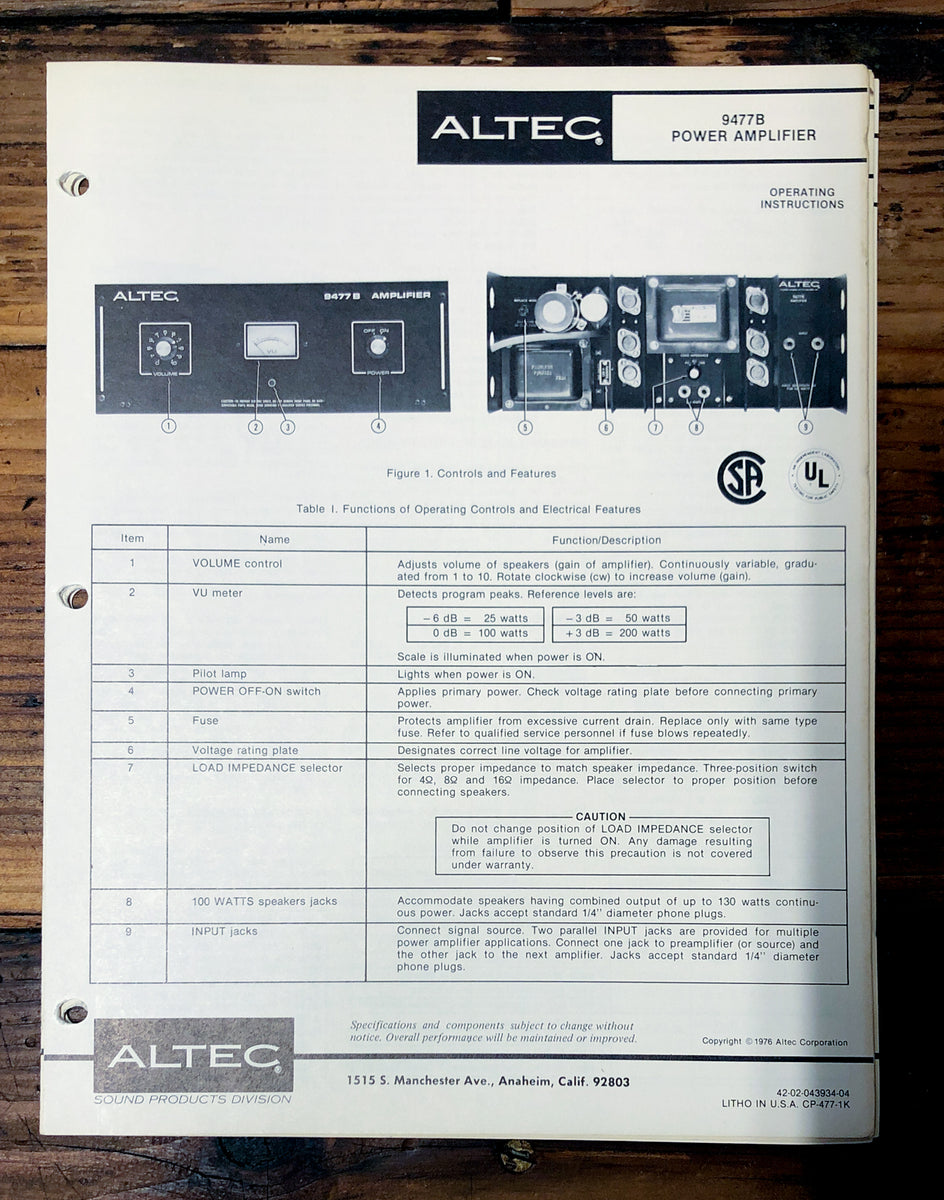 Service Manual *Original* – Vintage Audio Store - Vintage Service ...