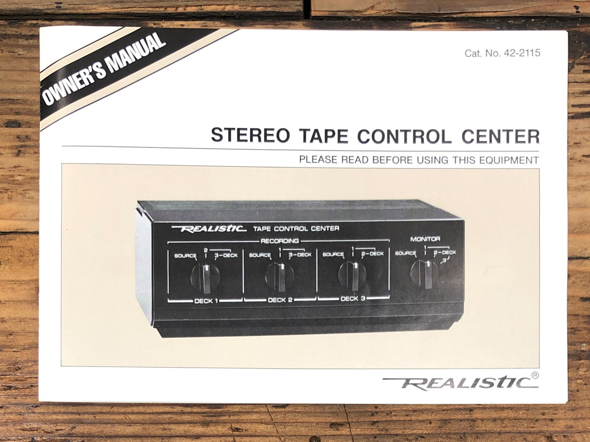 Tape Control Center Owner / User Manual *Original* – Vintage Audio ...