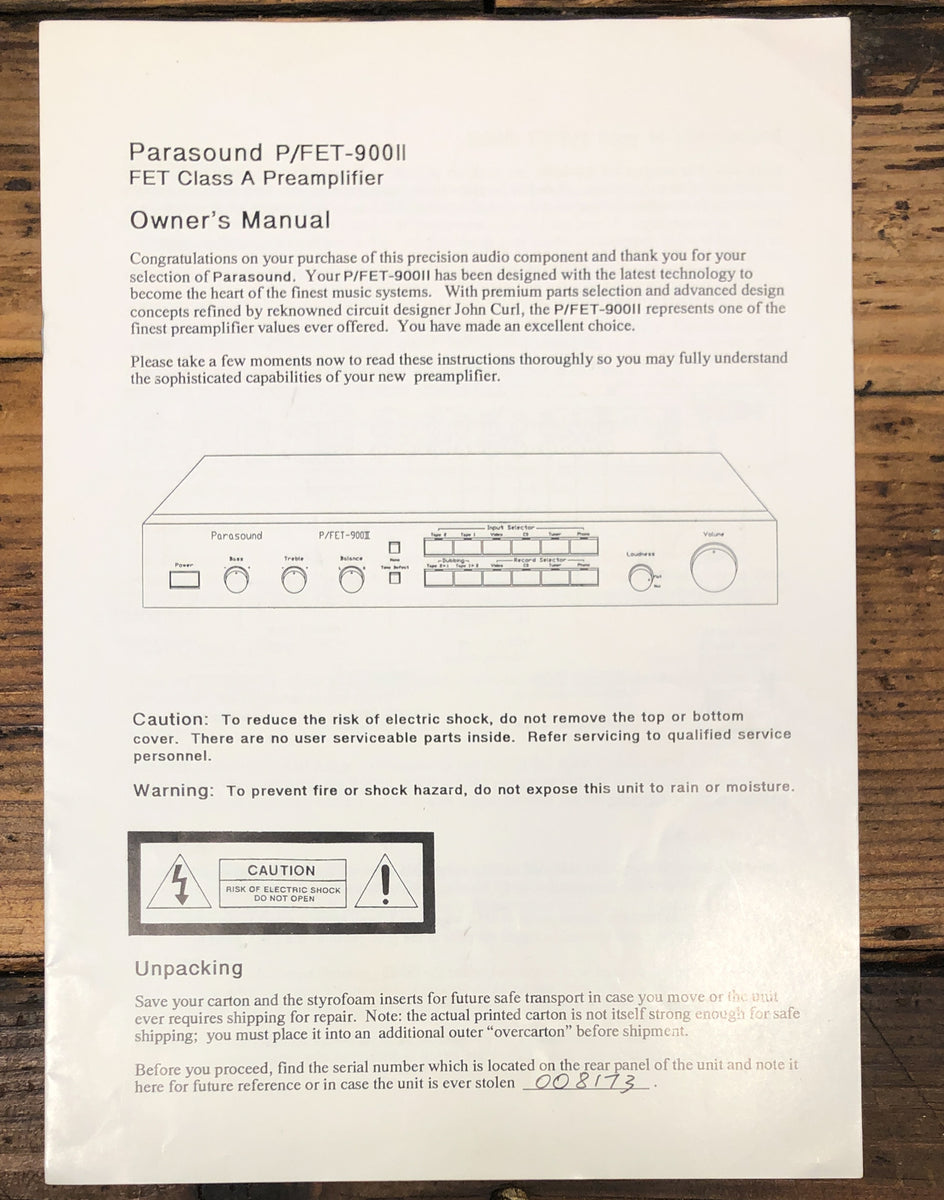 Preamp / Preamplifier Owner / User Manual *Original* – Vintage Audio ...