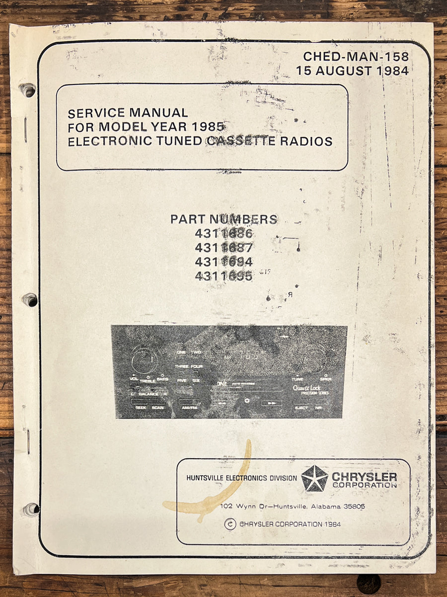 Car Radio Service Manual *Original* – Vintage Audio Store - Vintage ...