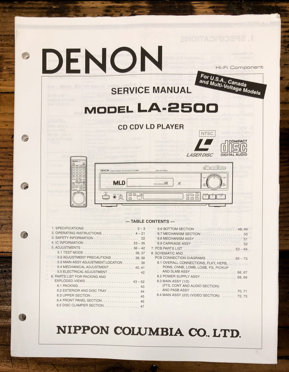 Laserdisc LD Player Service Manual *Original* – Vintage Audio Store ...
