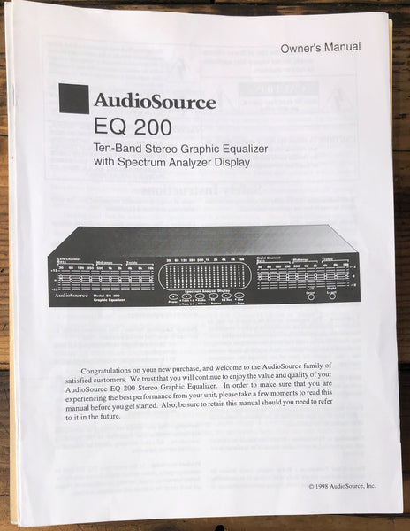 Equalizer Owner / User Manual *Original* – Vintage Audio Store ...