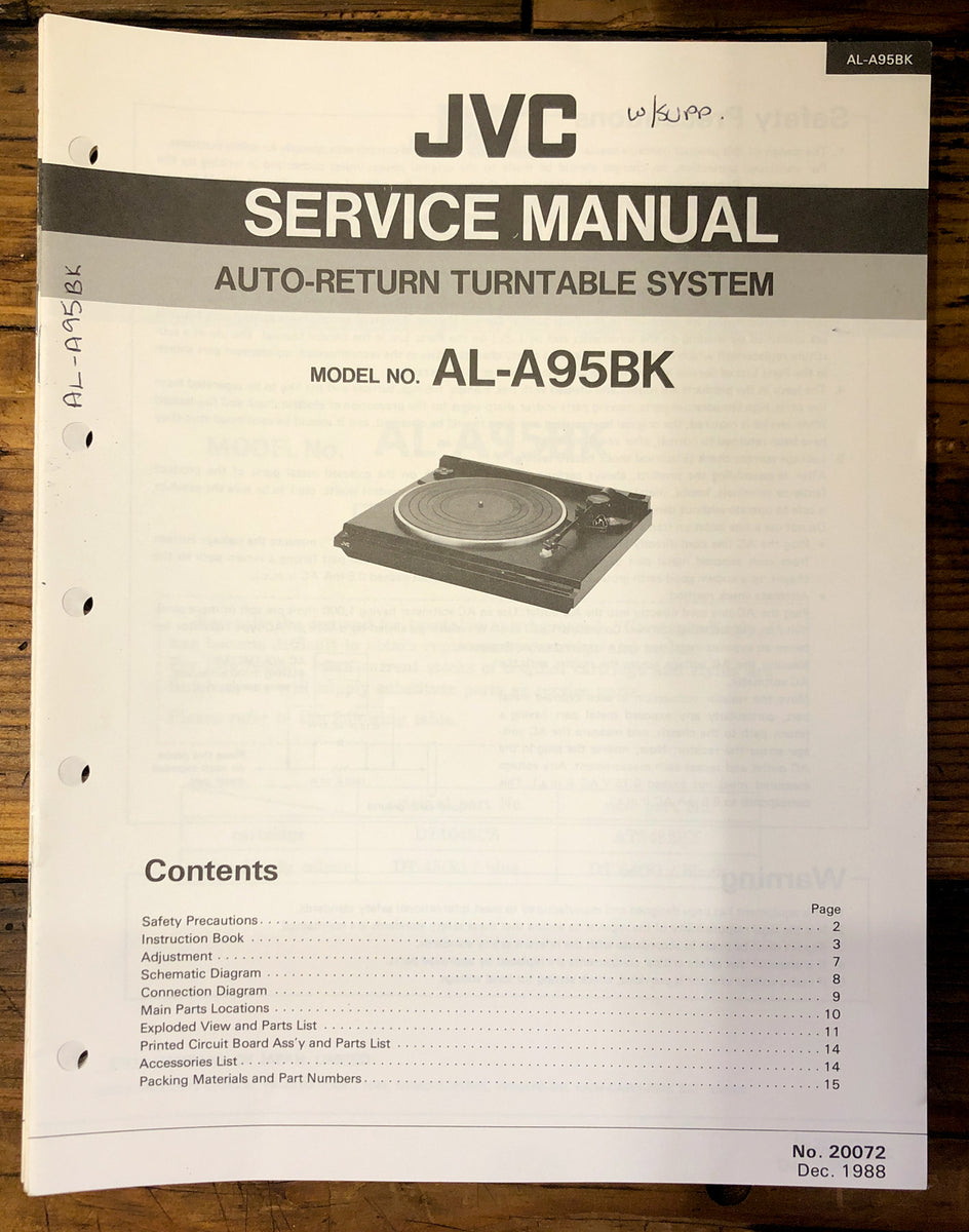 Record Player / Turntable Service Manual *Original* – Vintage Audio ...
