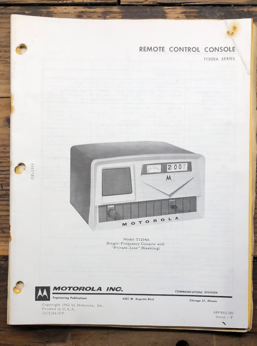 Remote Control Console Service Manual *Original* – Vintage Audio Store ...