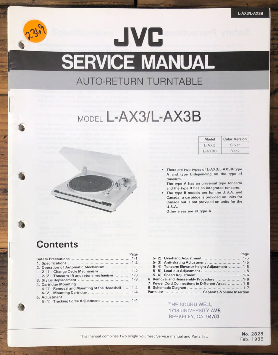 Record Player / Turntable Service Manual *Original* – Vintage Audio ...