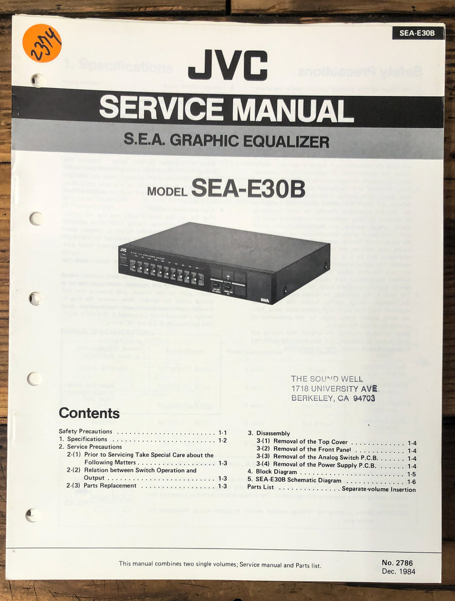 Equalizer Service Manual *Original* – Vintage Audio Store - Vintage Service Manuals, Stereo ...