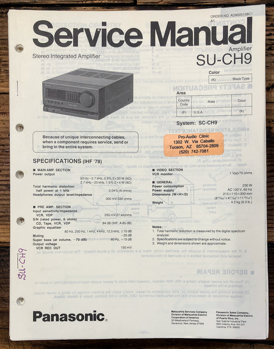 Amplifier Service Manual *Original* – Vintage Audio Store - Vintage ...