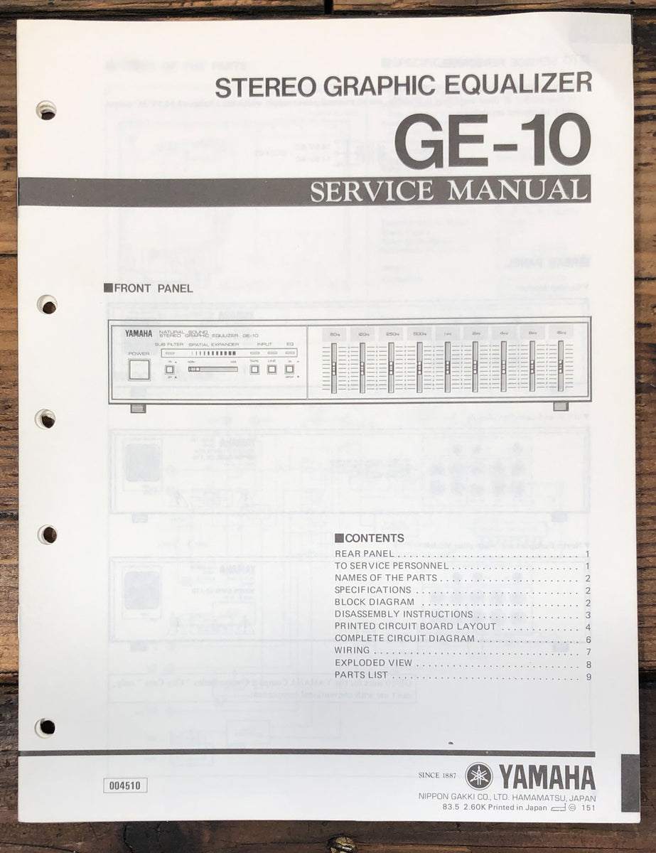 Graphic Equalizer Service Manual *Original* – Vintage Audio Store ...