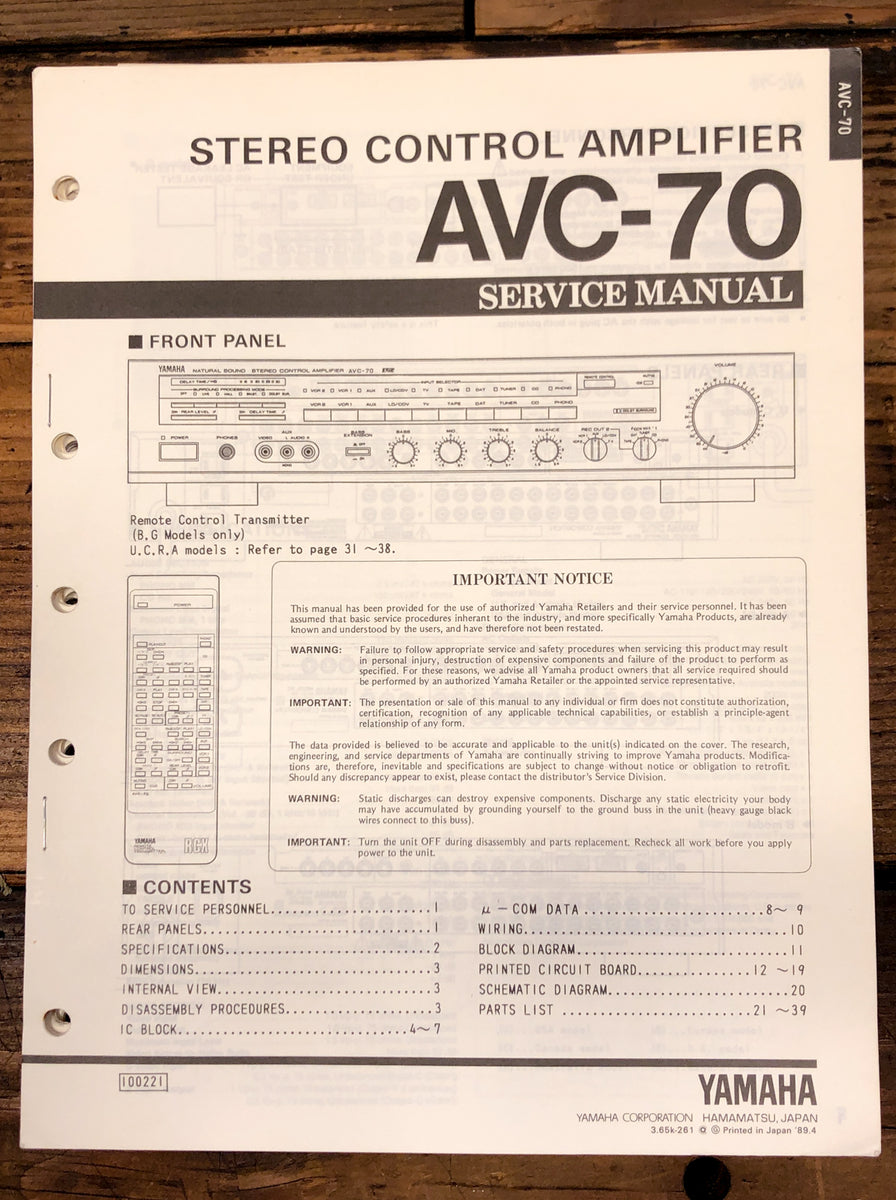 Amplifier Service Manual *Original* – Vintage Audio Store - Vintage ...