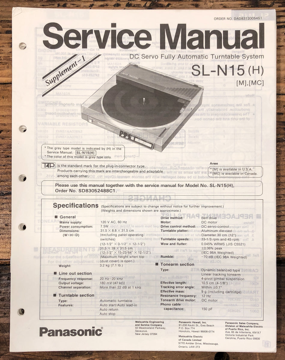 Turntable Service Manual *Original* – Vintage Audio Store - Vintage ...